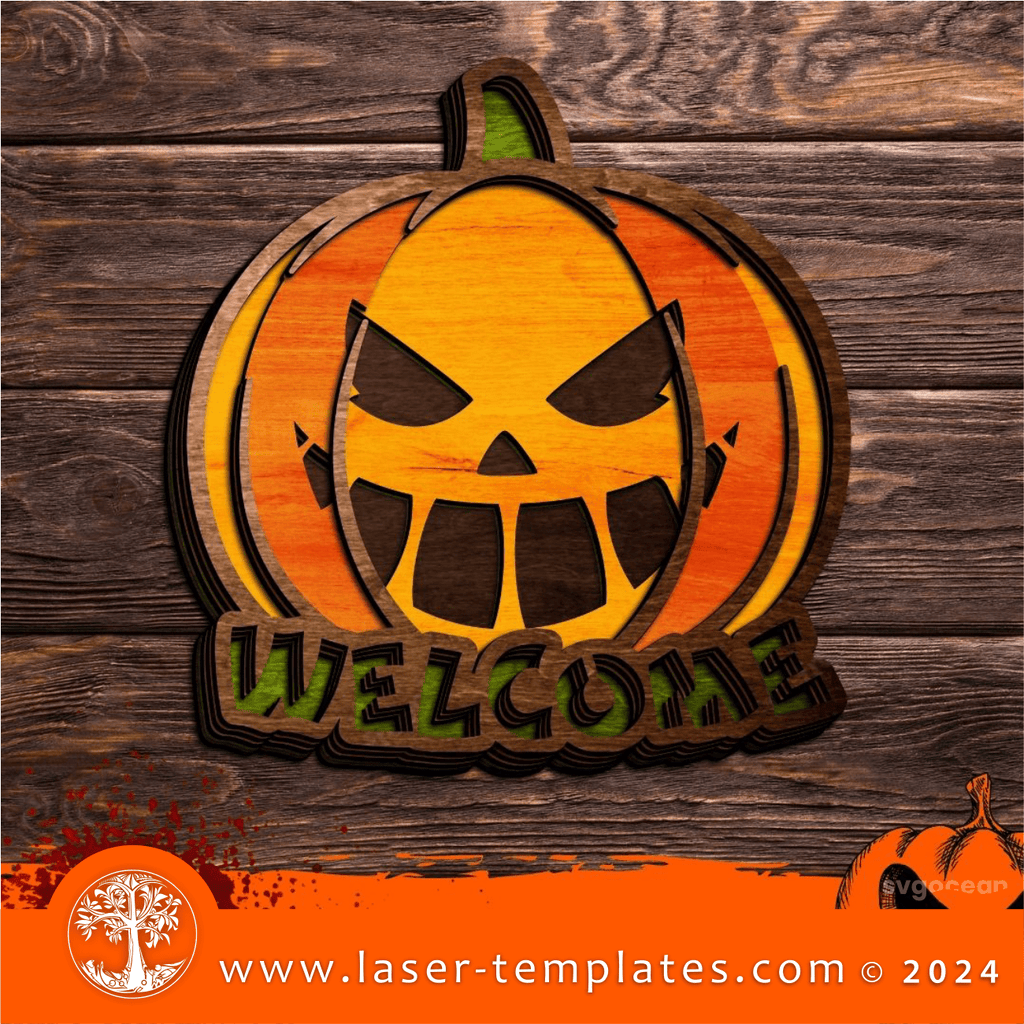 Halloween Welcome Door Sign – Laser Ready Templates