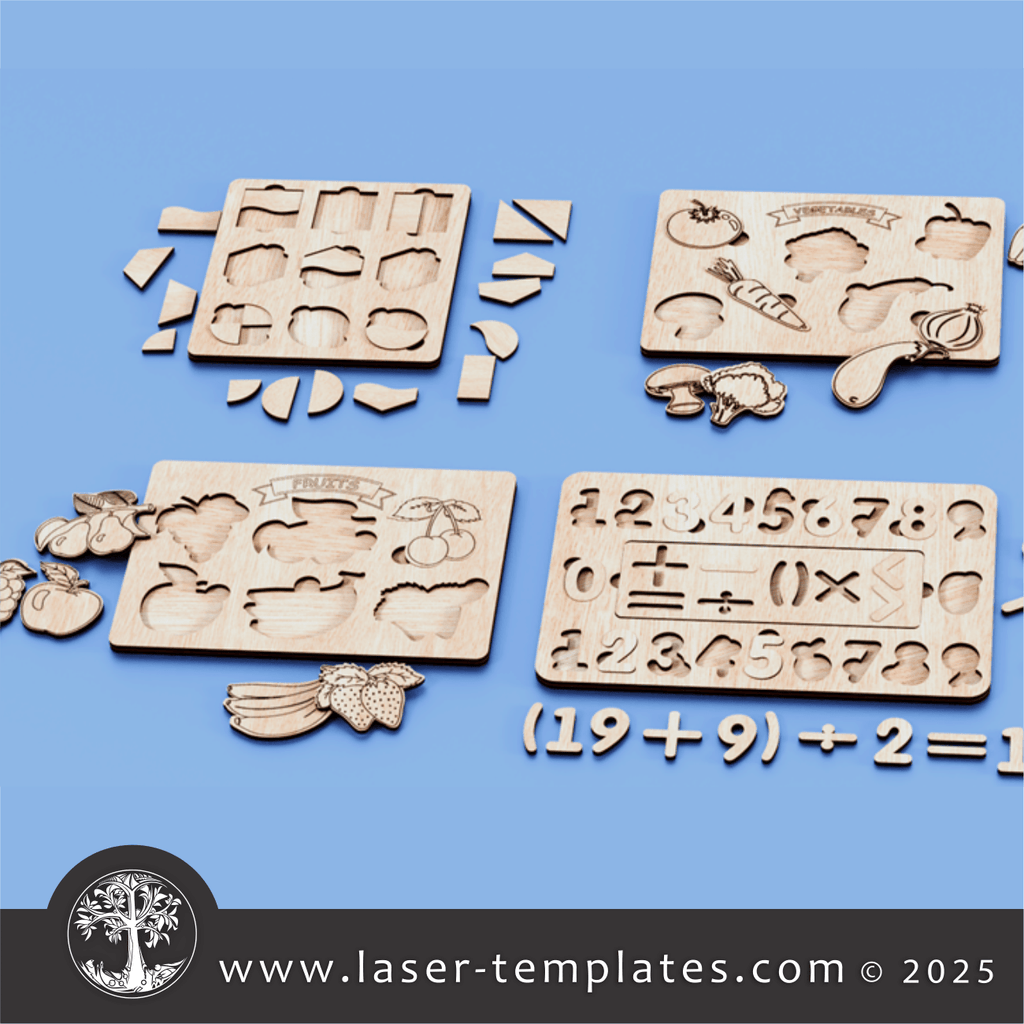 Montessori Educational Puzzle Set – Laser Ready Templates