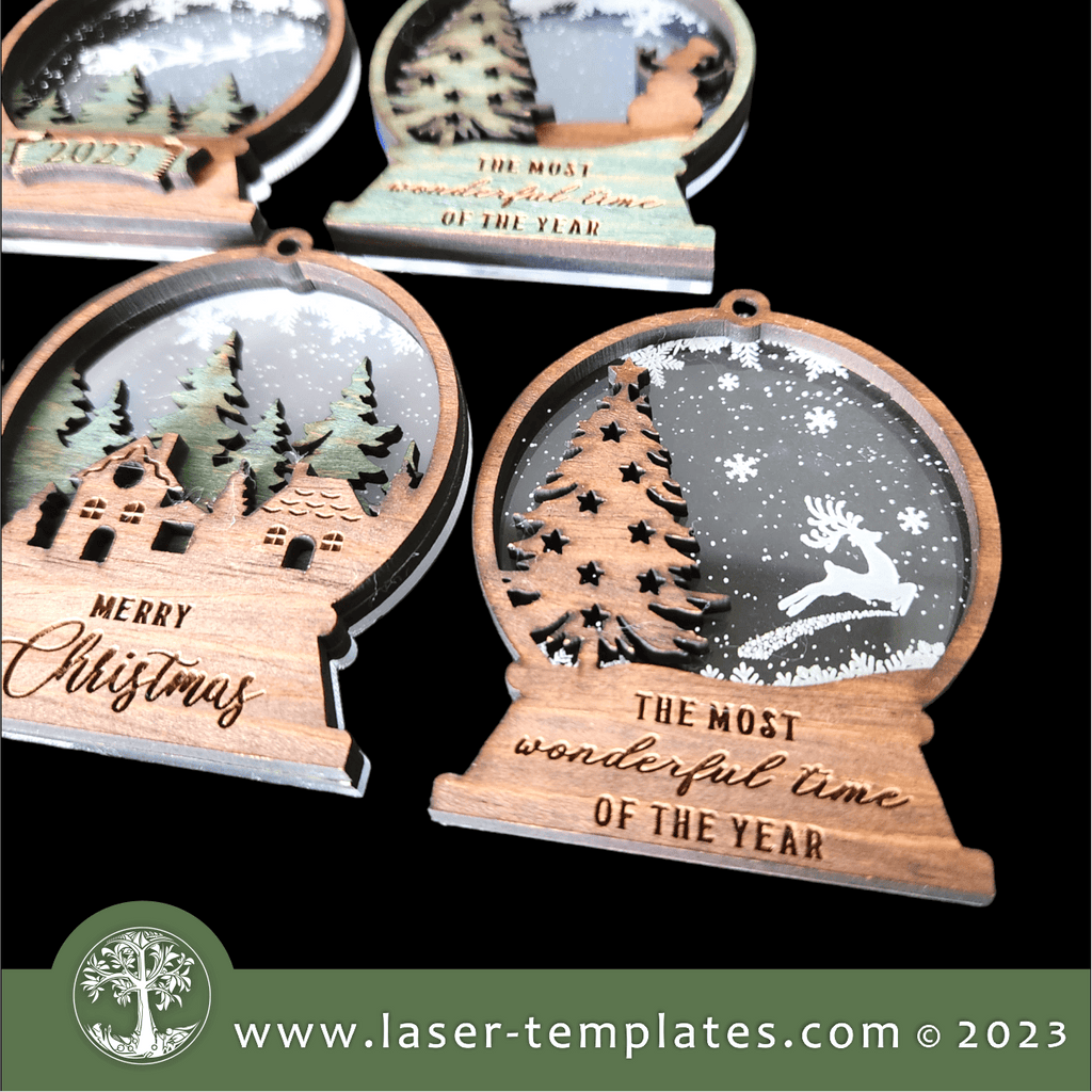 Snow Globe Christmas Ornaments – Laser Ready Templates