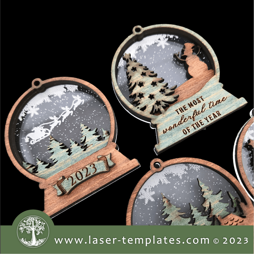 Snow Globe Christmas Ornaments – Laser Ready Templates