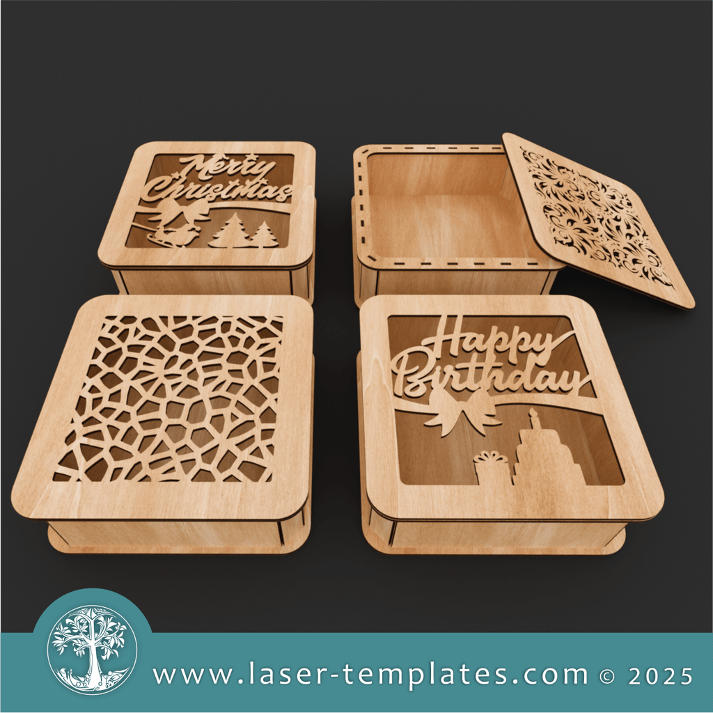 Square Gift Box Bundle – Laser Ready Templates