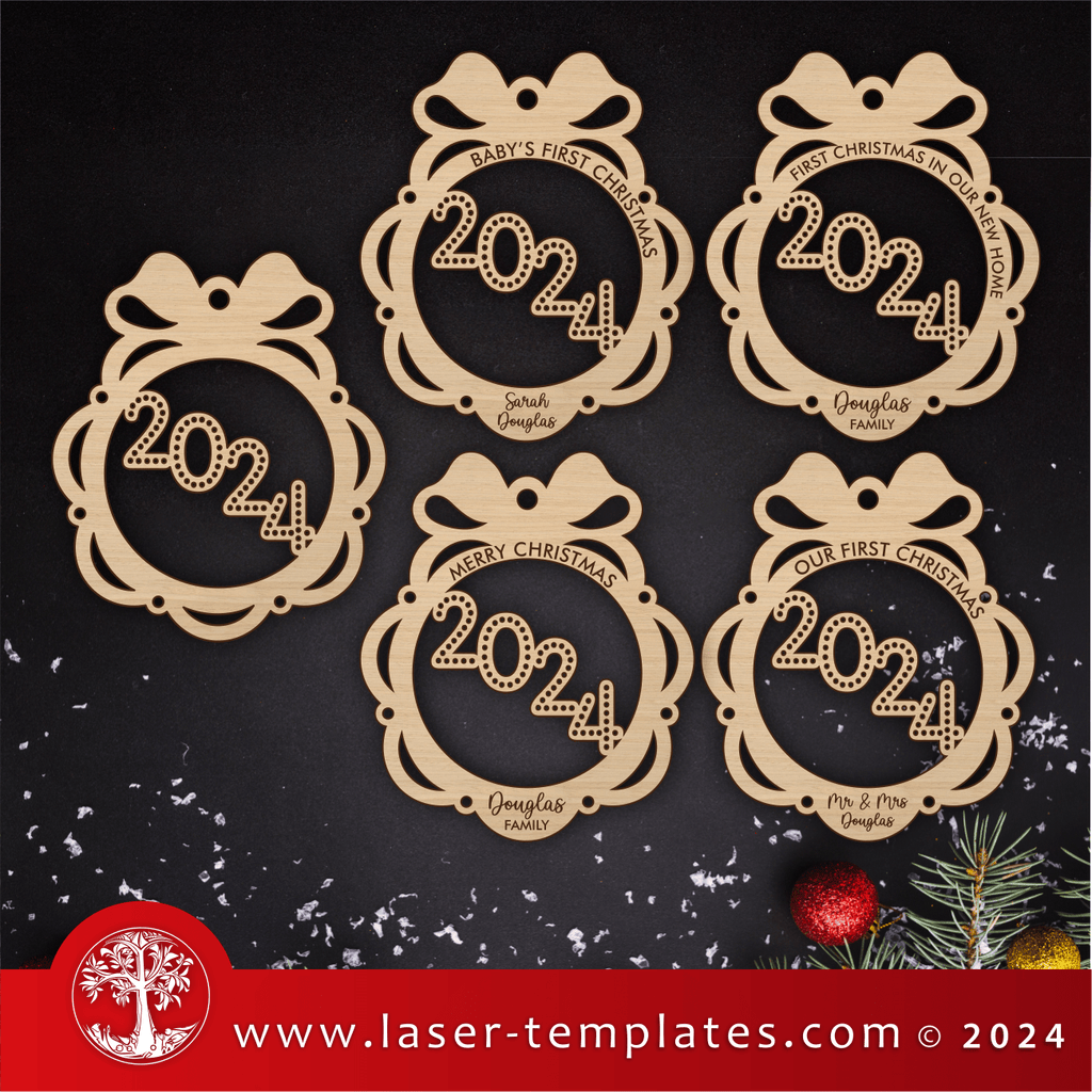 2024 Christmas Ornaments, Set of 5 – Laser Ready Templates