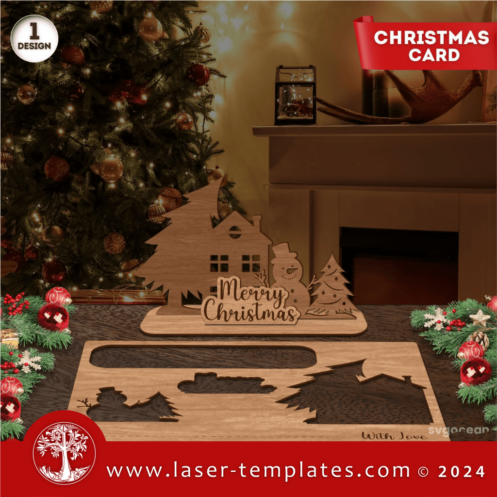 3D Christmas Card 2 – Laser Ready Templates