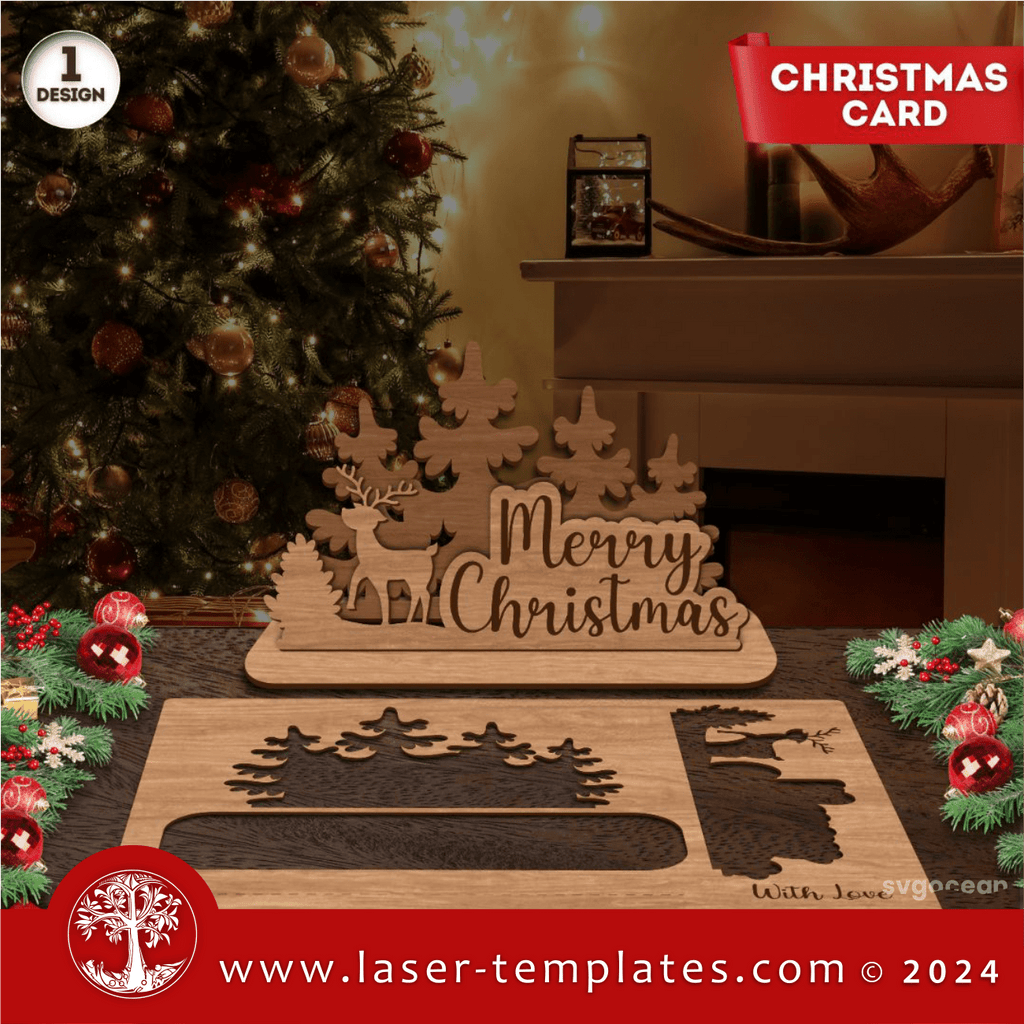 3D Christmas Card 3 – Laser Ready Templates