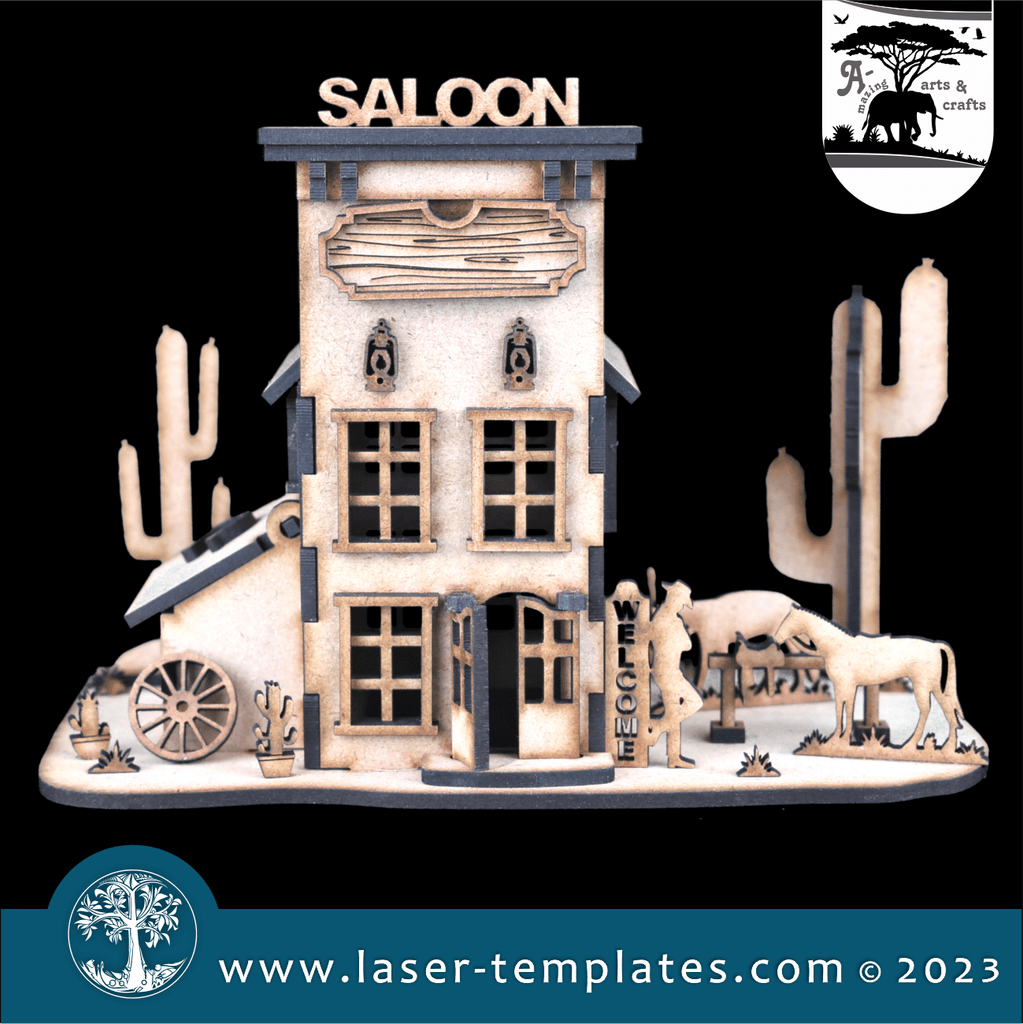 3D-DIY Cowboy Saloon Kit – Laser Ready Templates