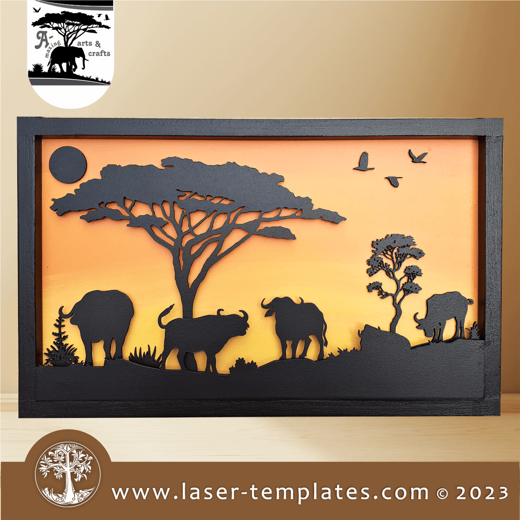 3D Wall Art - Buffalo – Laser Ready Templates