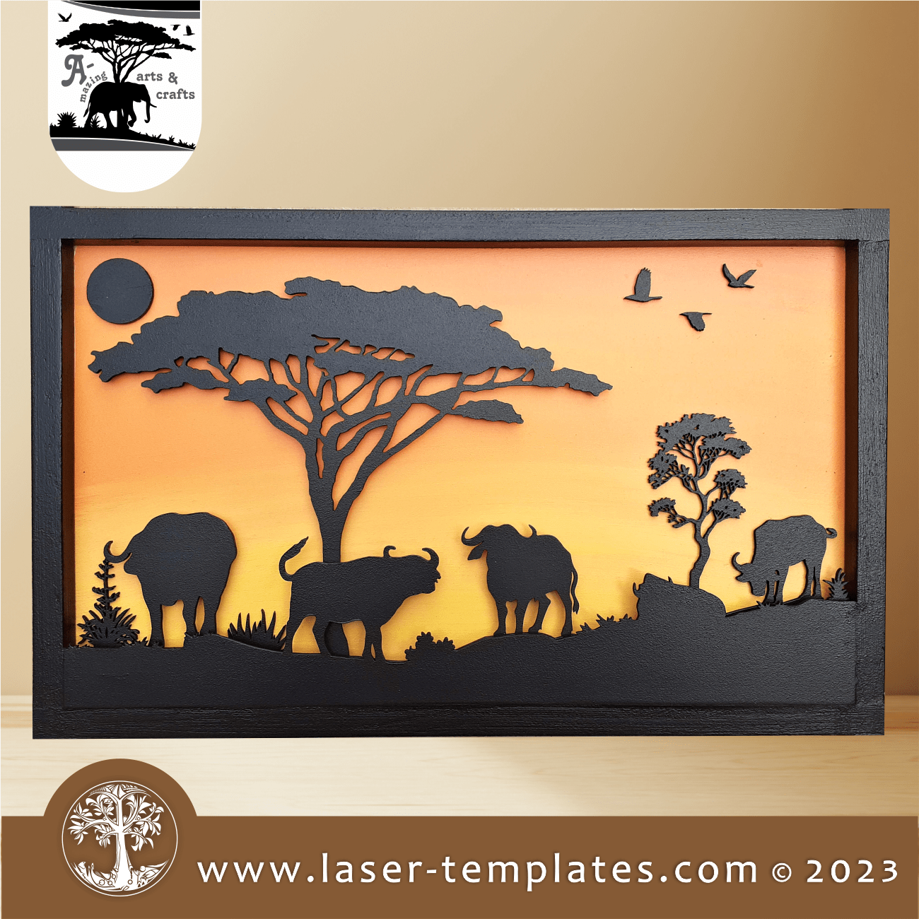 3D Wall Art - Buffalo – Laser Ready Templates