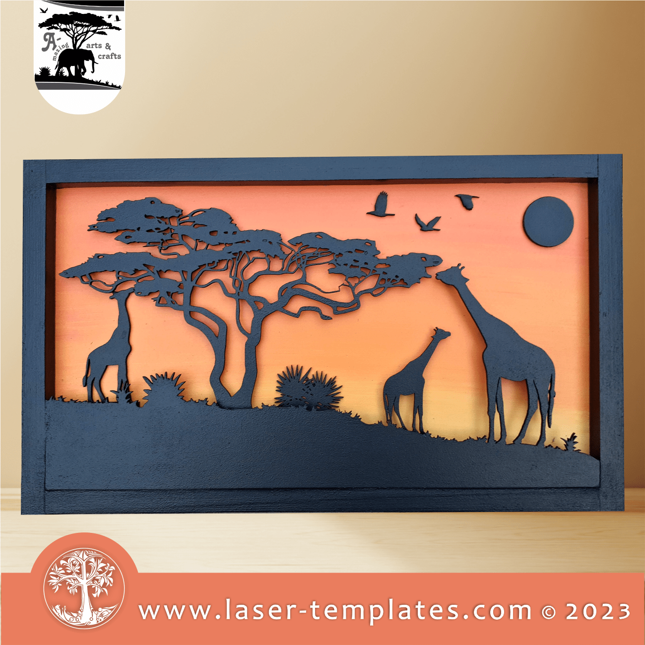 3D Wall Art - Giraffes 2 – Laser Ready Templates