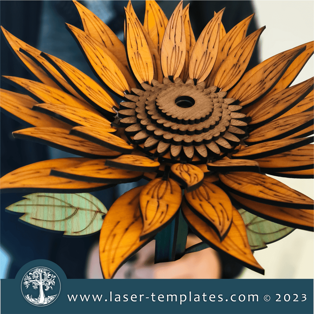 Laser Cut 3mm 3D Sunflower Template. Shop designs online – Laser Ready ...