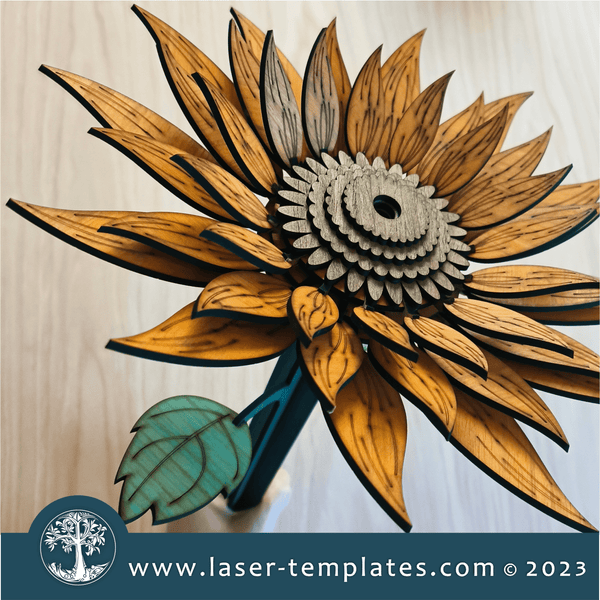 Laser Cut 3mm 3D Sunflower Template. Shop designs online – Laser Ready ...