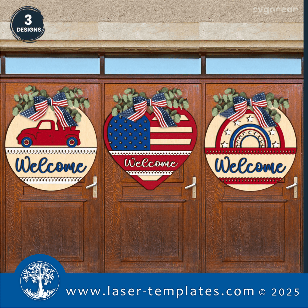 4th of July Welcome Signs – Laser Ready Templates
