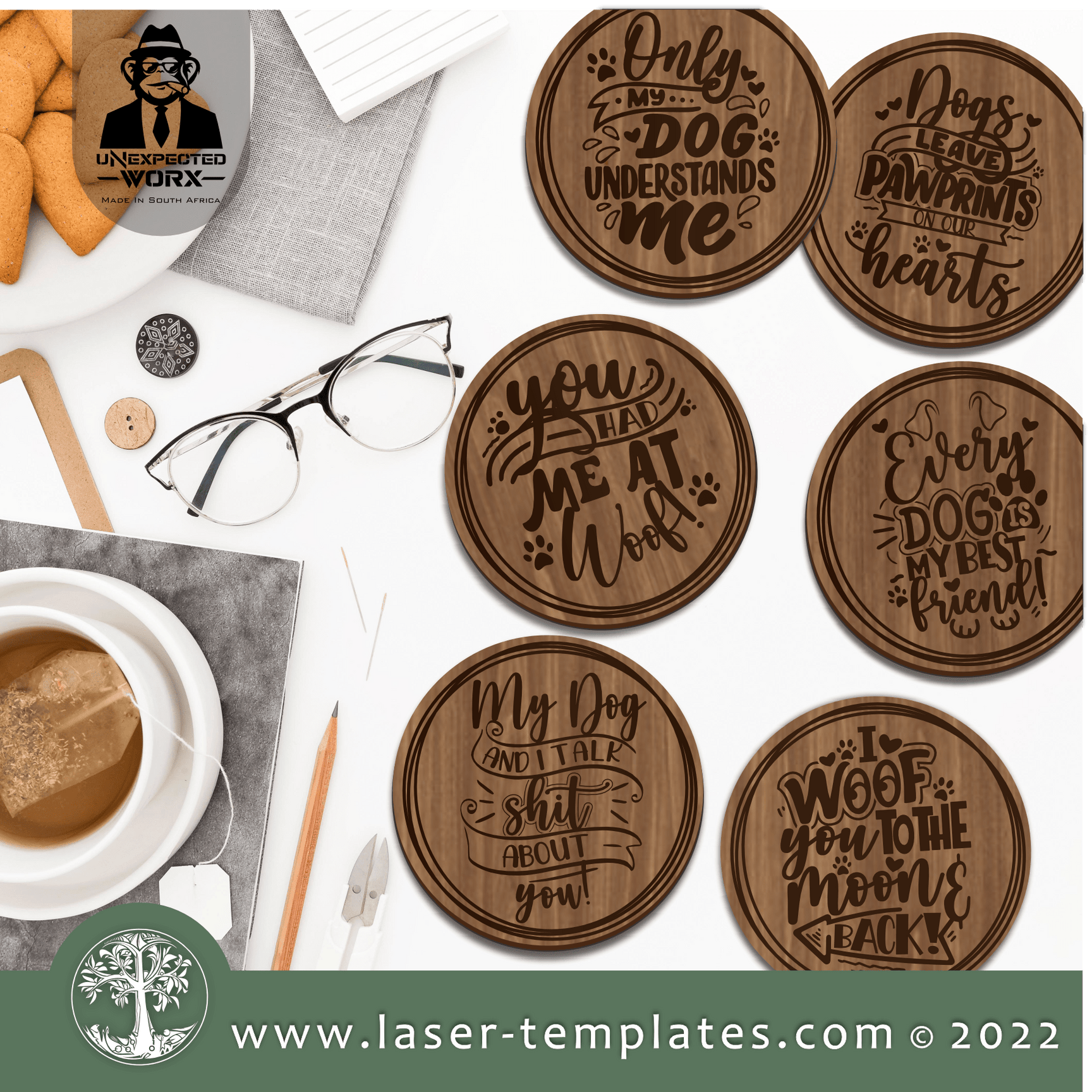 A-dog-able Coasters – Laser Ready Templates