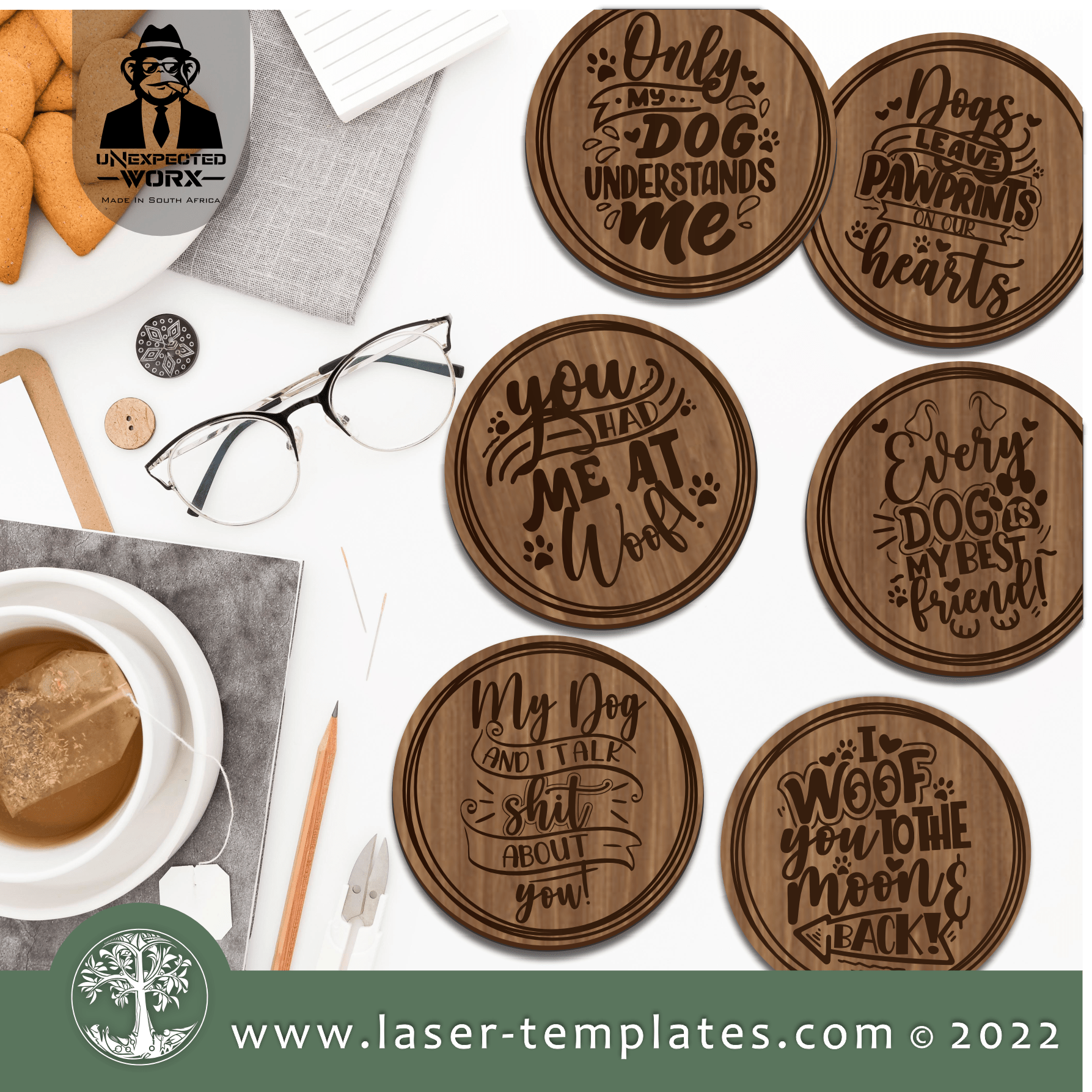 A-dog-able Coasters – Laser Ready Templates
