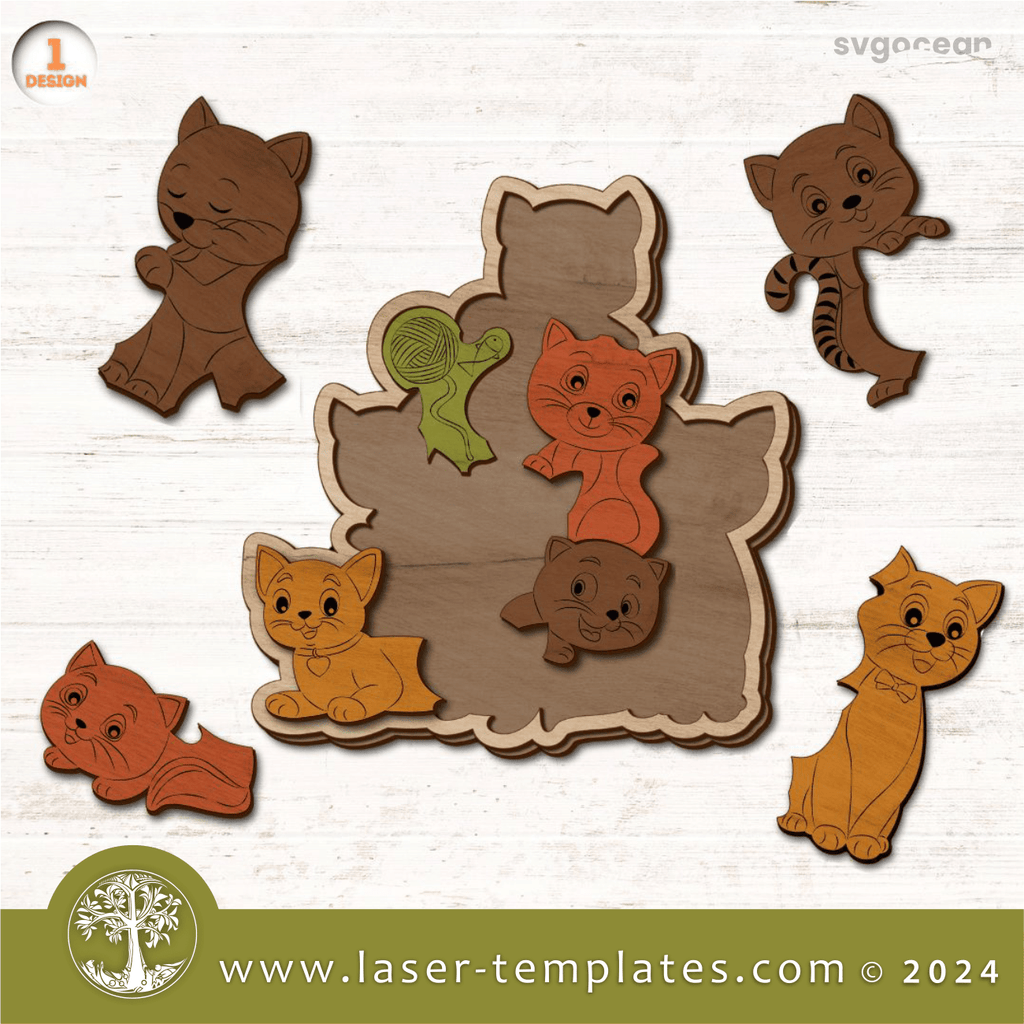 Cat Puzzle – Laser Ready Templates