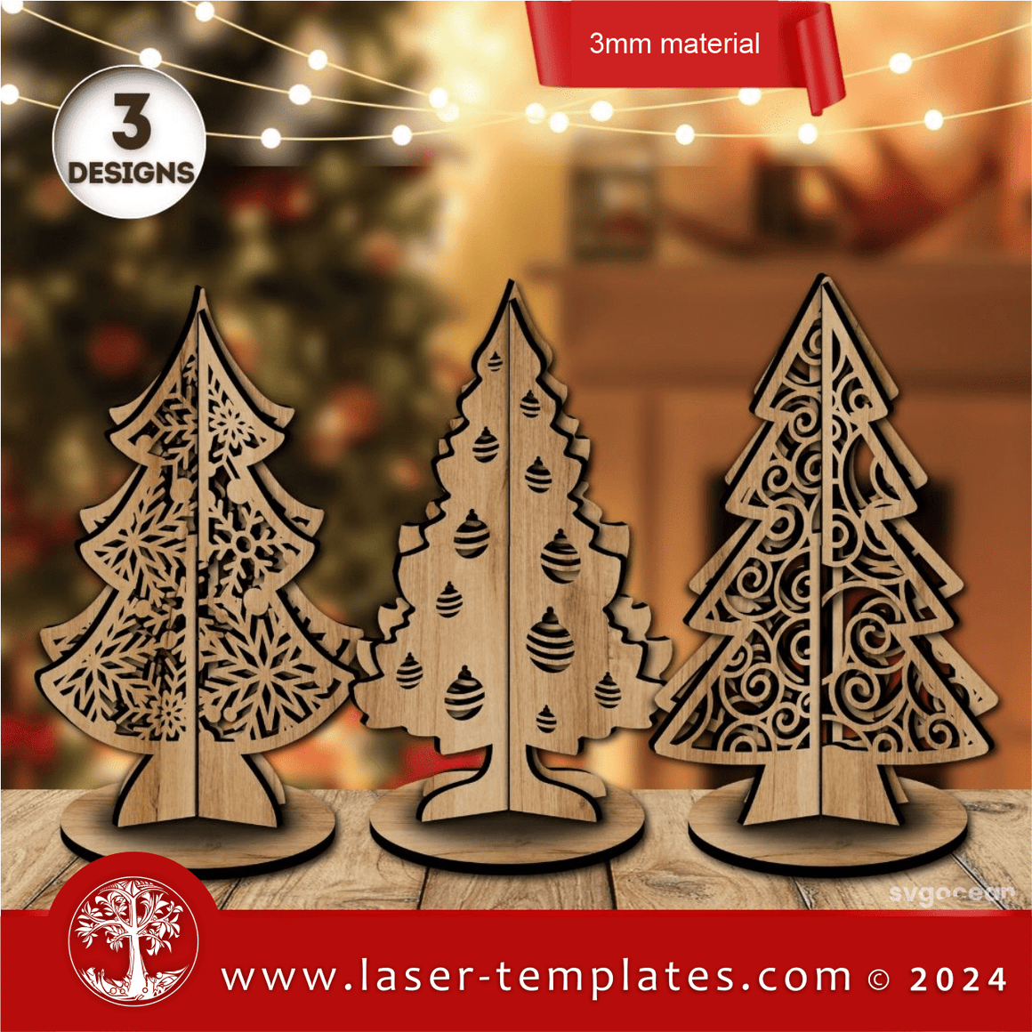Laser Cut Christmas Trees & Decor Templates. Download Vector Patterns ...