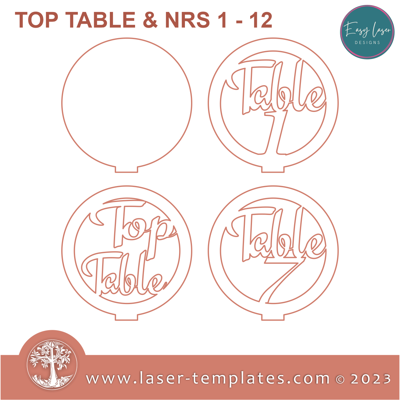 Circle Frame Table Numbers 1-12 – Laser Ready Templates