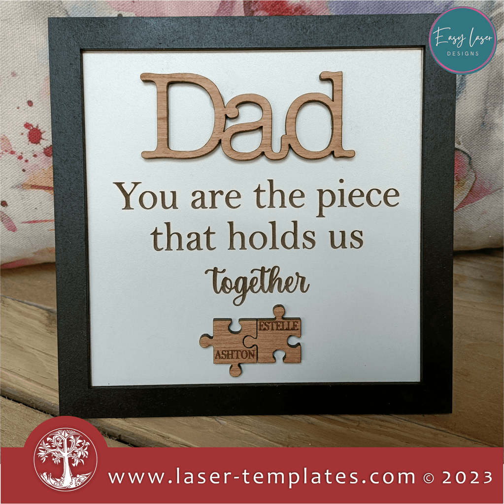 Dad Jigsaw Puzzle Piece Sign2 – Laser Ready Templates