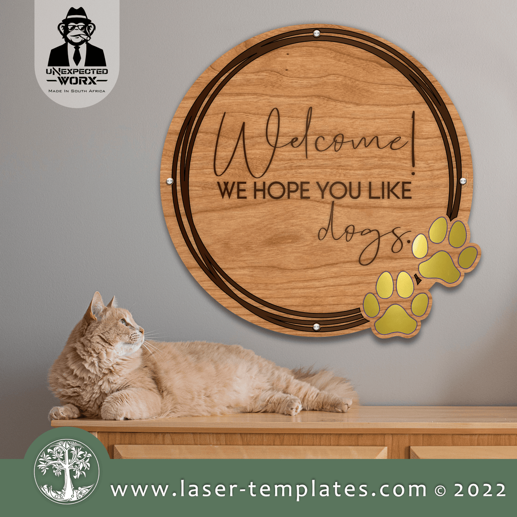 Dog Welcome Sign Wall Art – Laser Ready Templates
