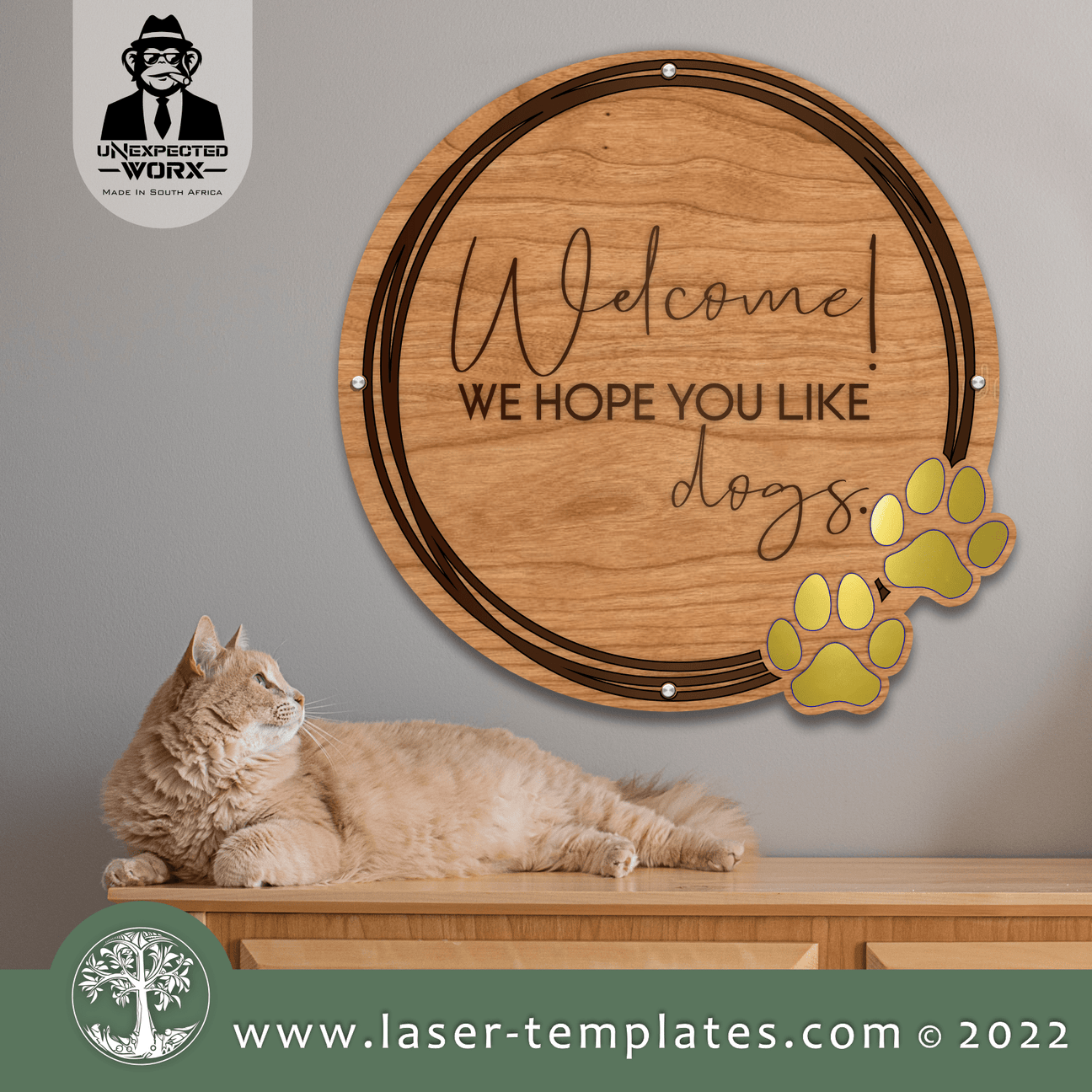 Dog Welcome Sign Wall Art – Laser Ready Templates