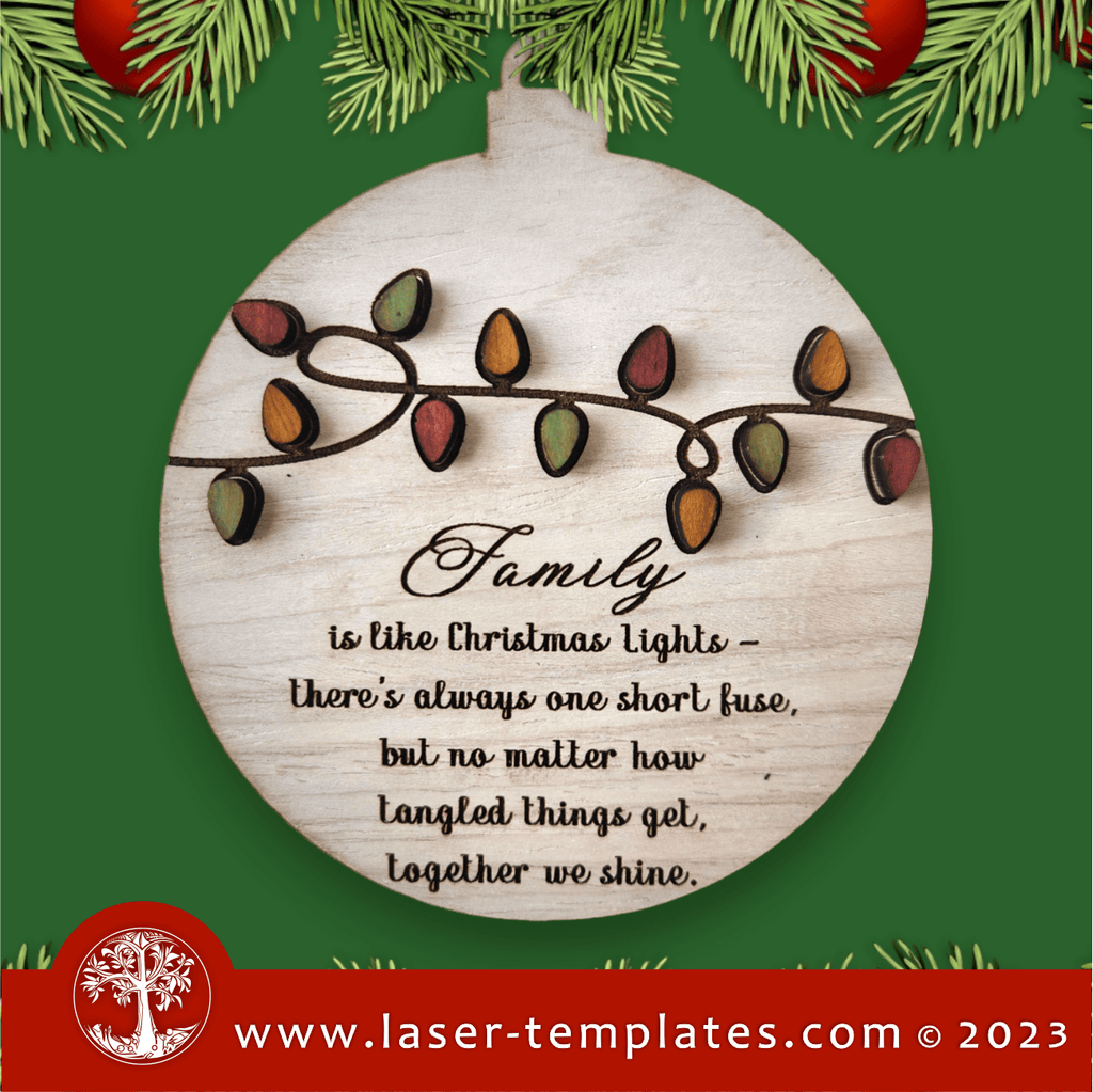 Family Christmas Light Ornament – Laser Ready Templates