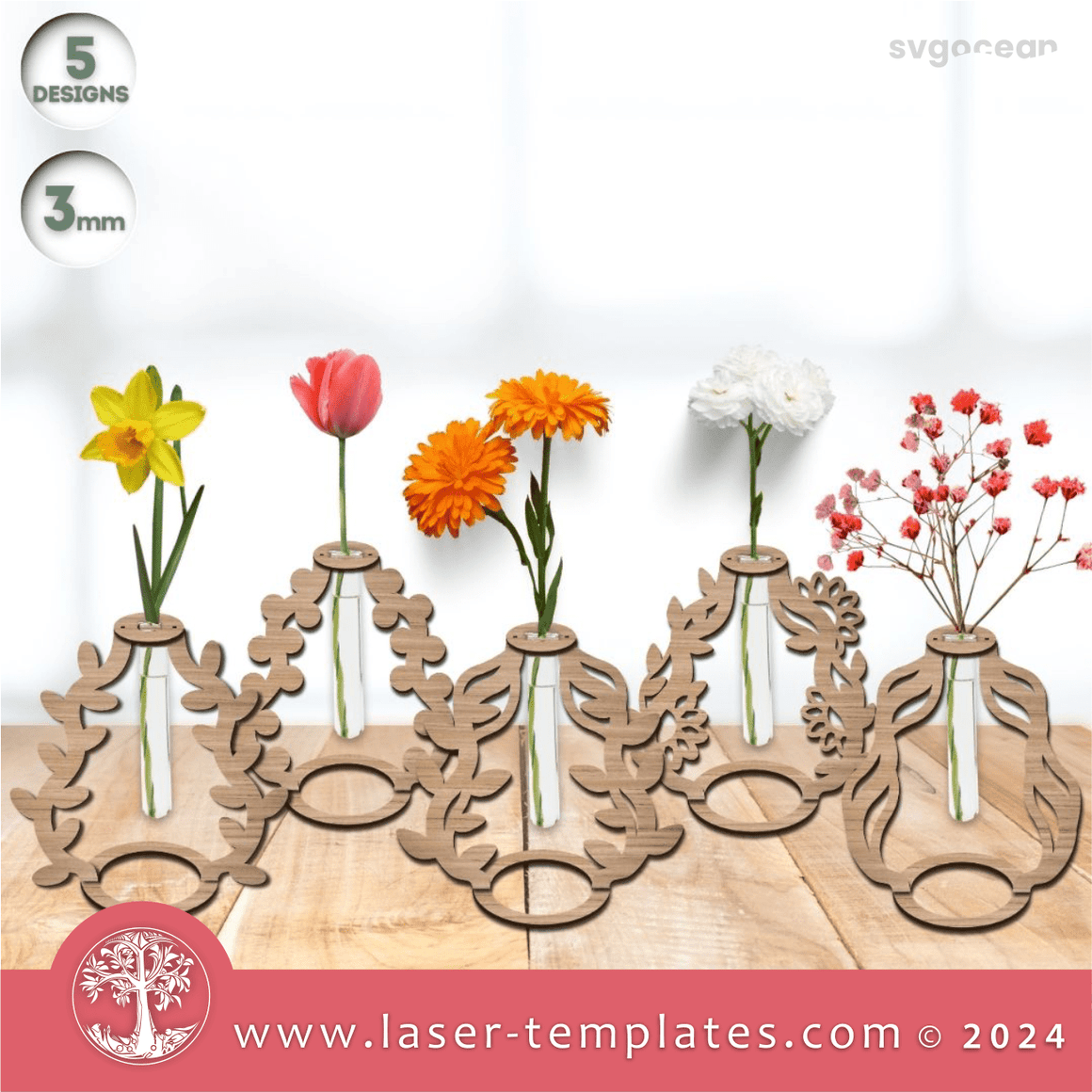 Laser Cut Flower Pot and Vase Designs – Laser Ready Templates