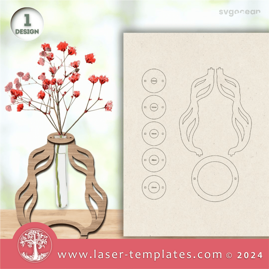 Flower Vases Bundle of 5 – Laser Ready Templates