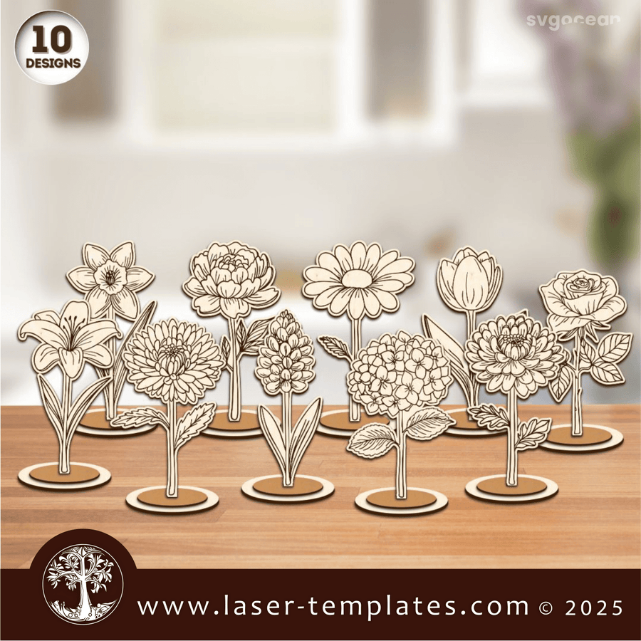 Rustic Leaf Pattern Table Numbers 1-10 – Laser Ready Templates