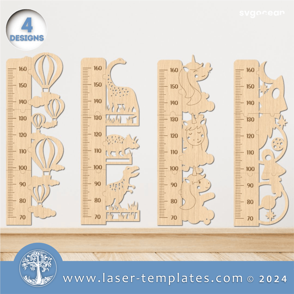 Growth Chart Rulers Set of 4 – Laser Ready Templates