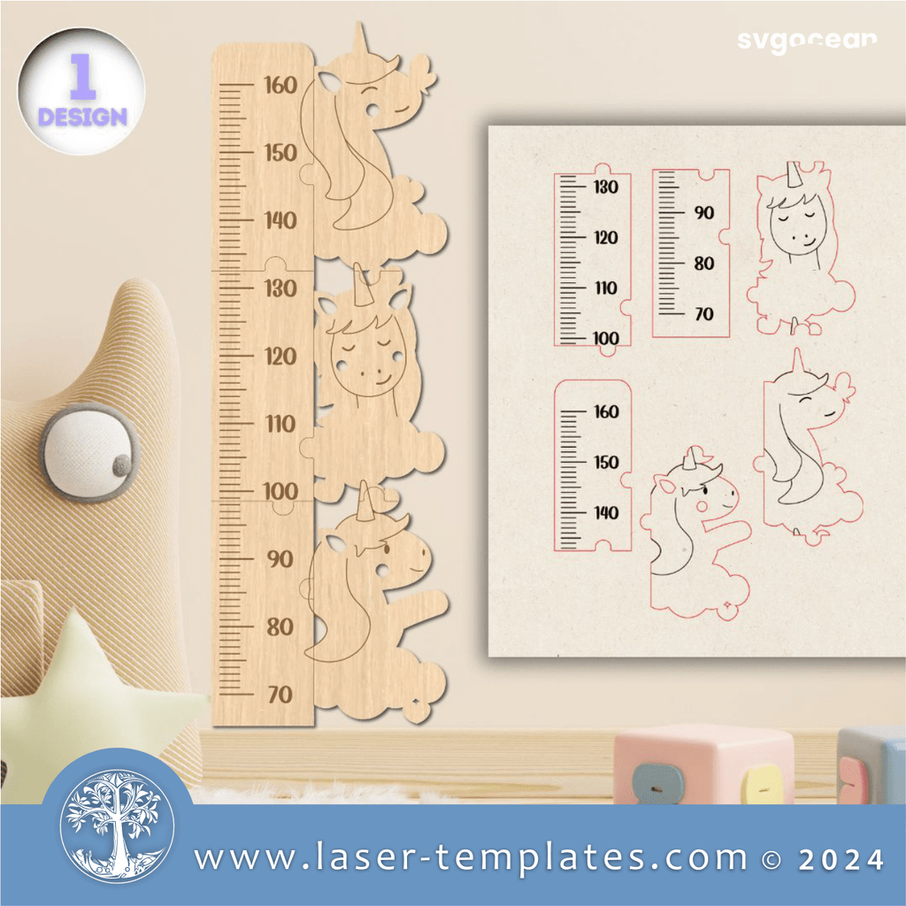 Growth Chart Rulers Set of 4 – Laser Ready Templates