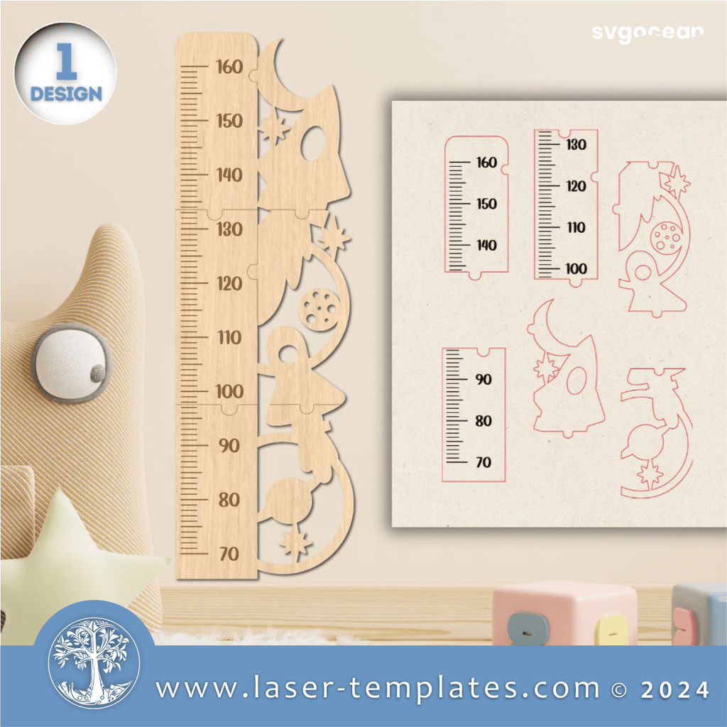 Growth Chart Rulers Set of 4 – Laser Ready Templates