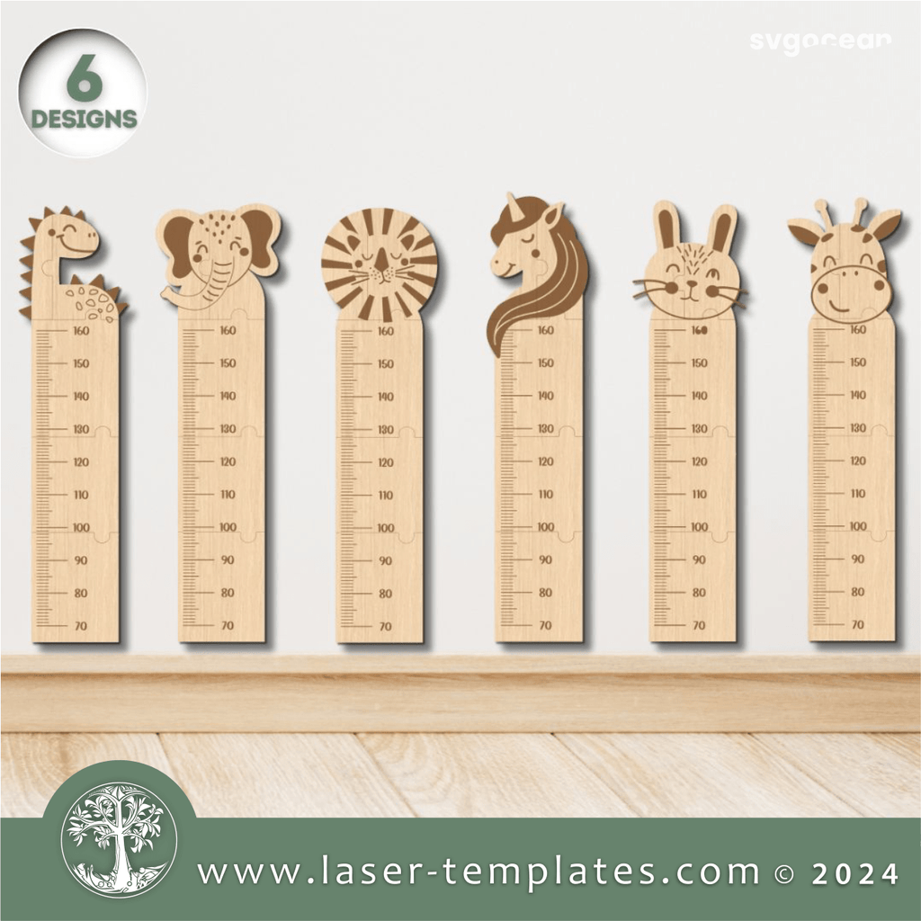 Growth Chart Rulers Set of 6 – Laser Ready Templates