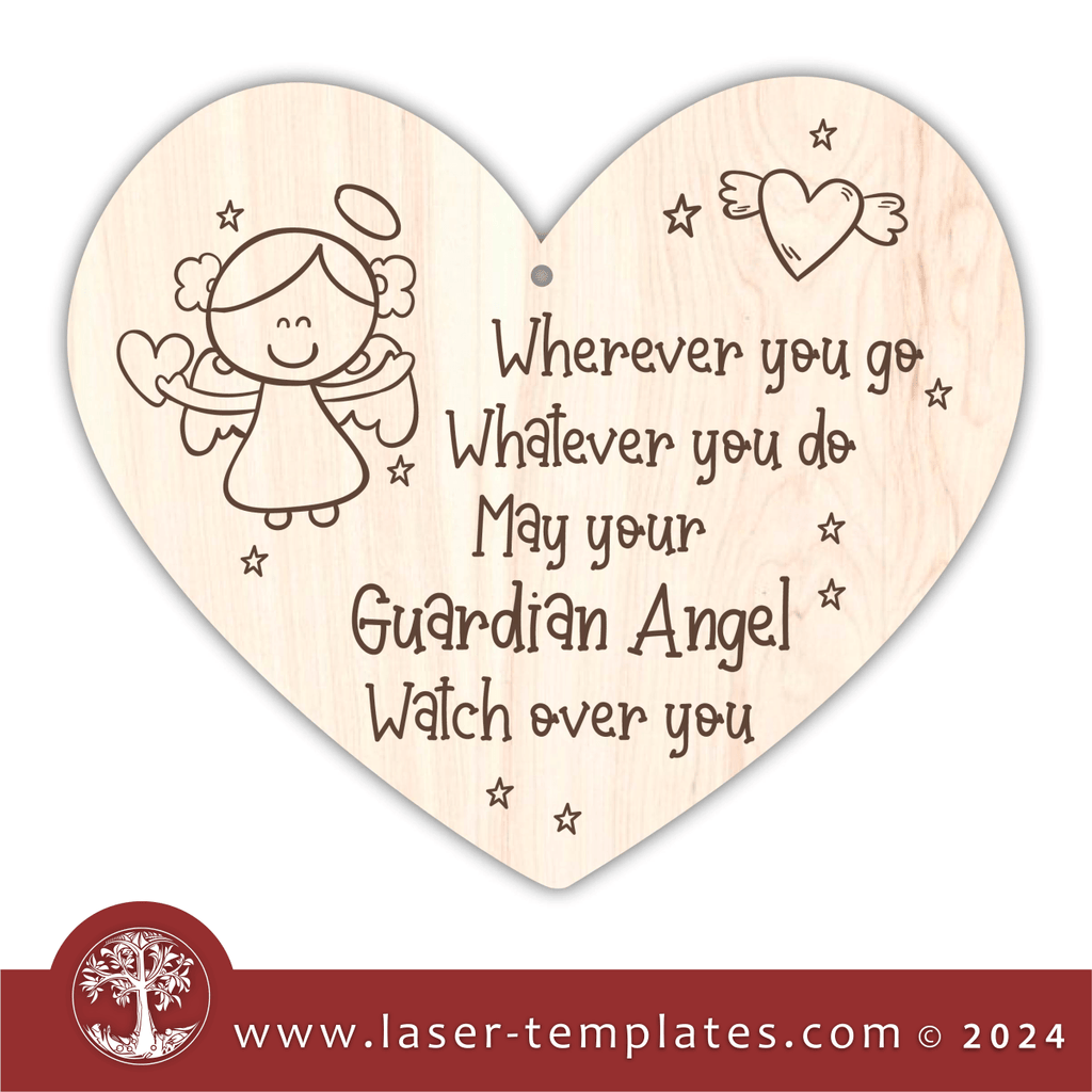 Guardian Angel Quote Heart Sign – Laser Ready Templates