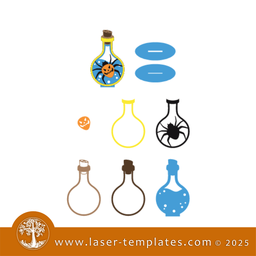 Halloween Spider Potion Bottle – Laser Ready Templates
