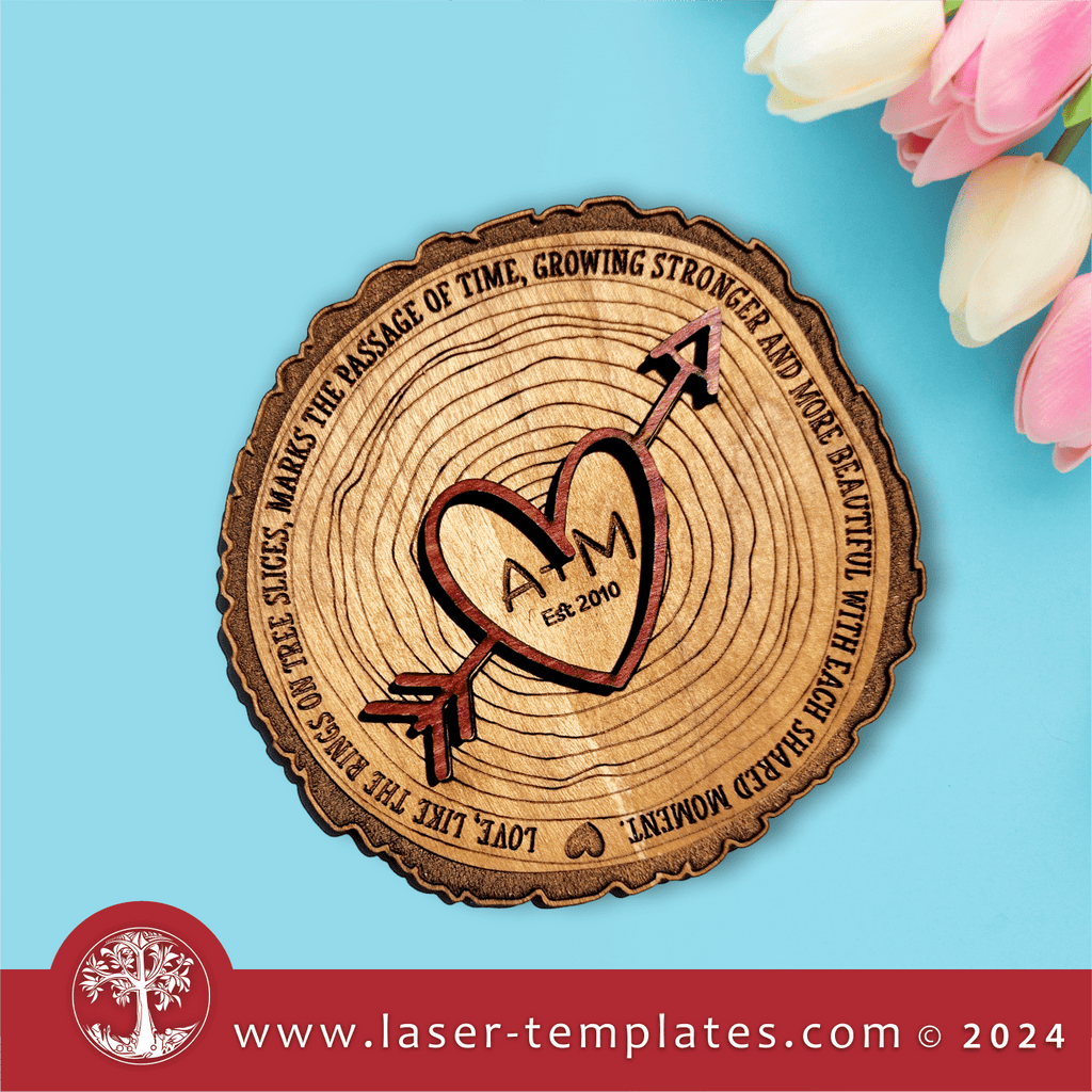 Heart Tree Slice – Laser Ready Templates