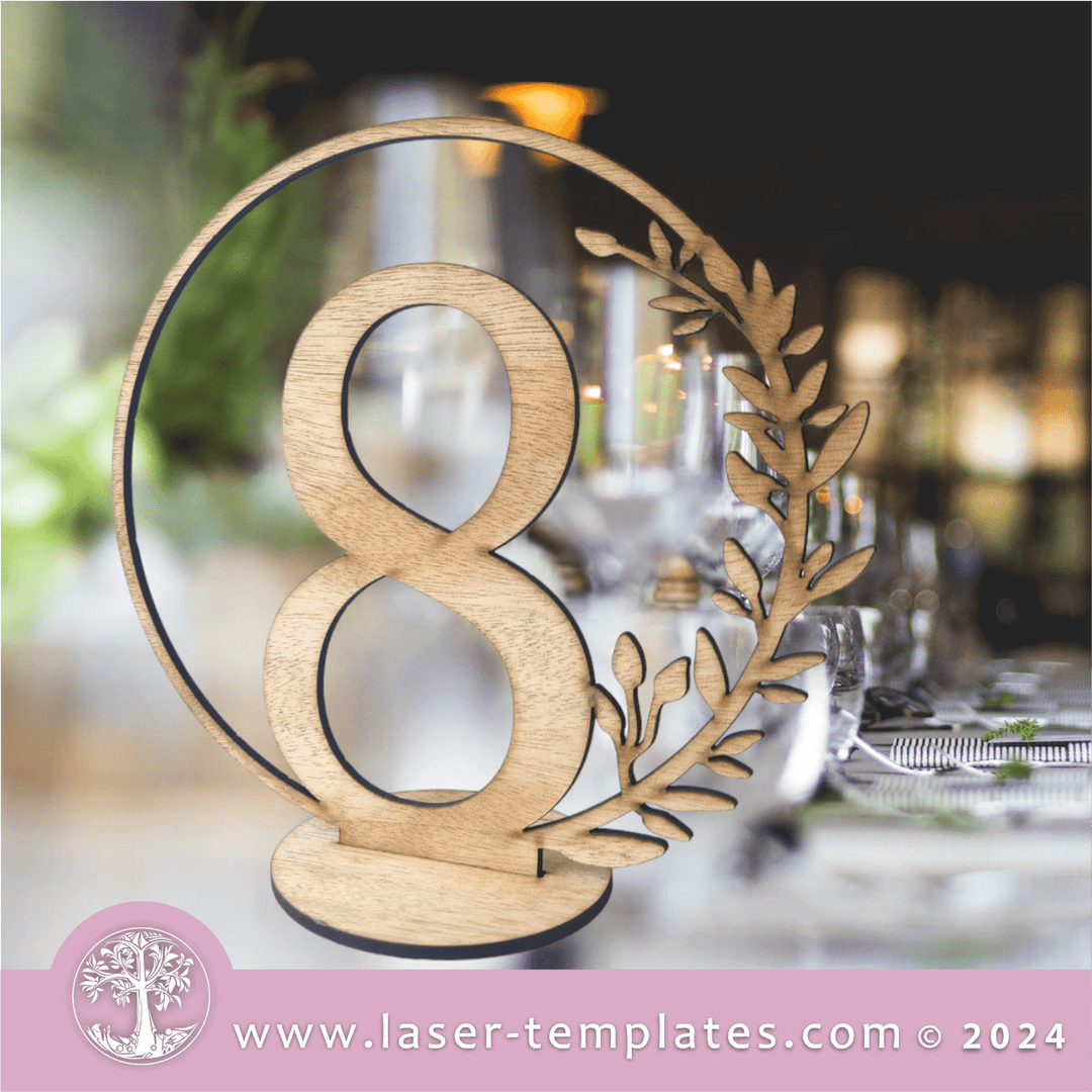 Leaf Circle Table Numbers 1-20 – Laser Ready Templates