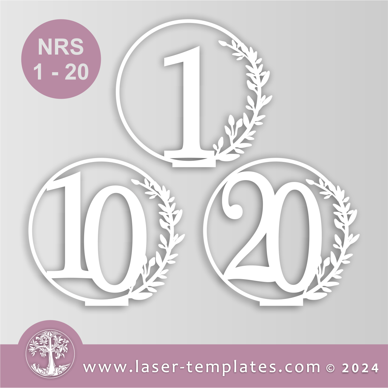 Leaf Circle Table Numbers 1-20 – Laser Ready Templates