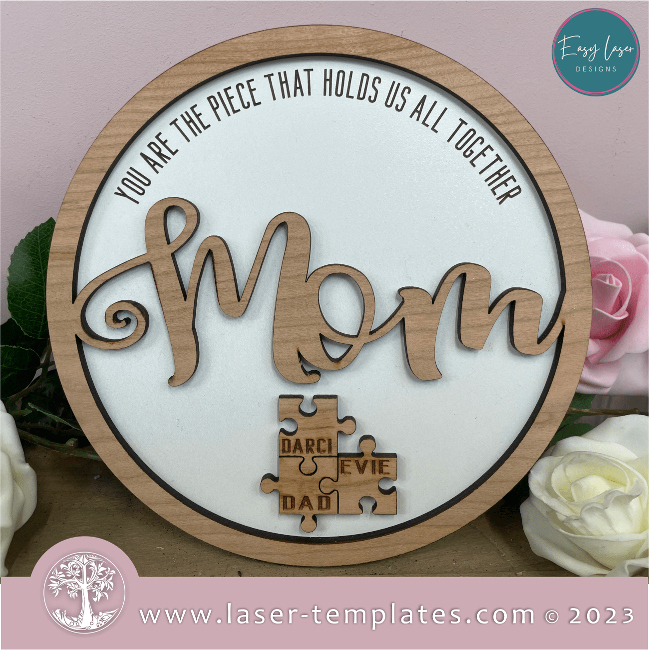 Mom / Mummy / Mommy Puzzle Piece Sign – Laser Ready Templates