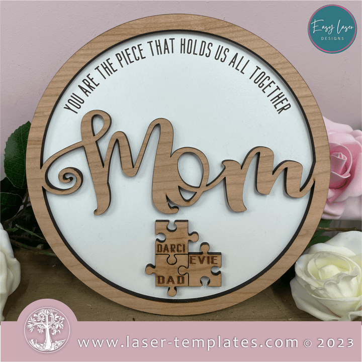 Mom / Mummy / Mommy Puzzle Piece Sign – Laser Ready Templates