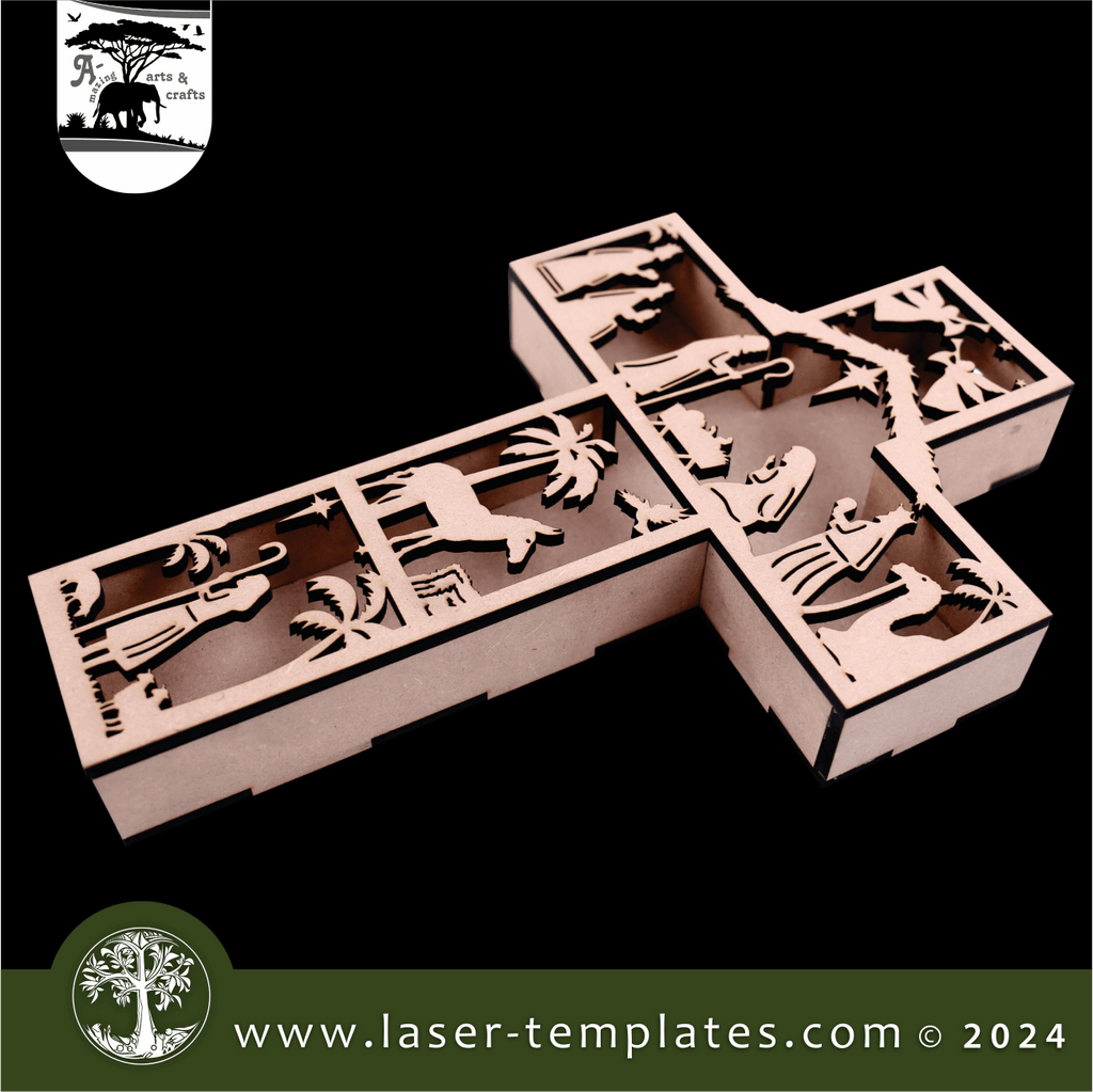 Nativity Scene Cross – Laser Ready Templates