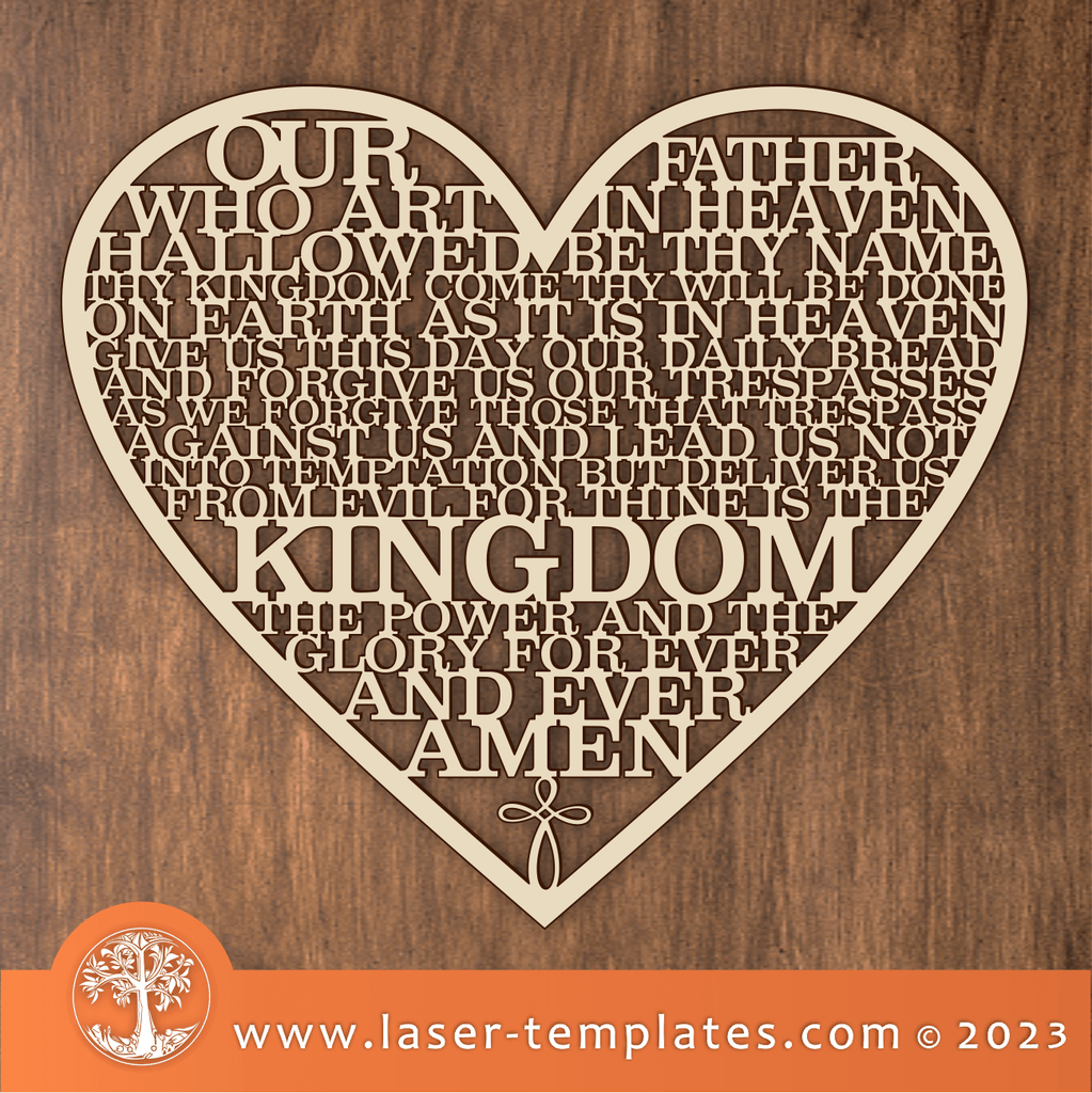 Our Father / Lord's Prayer Heart Shape – Laser Ready Templates