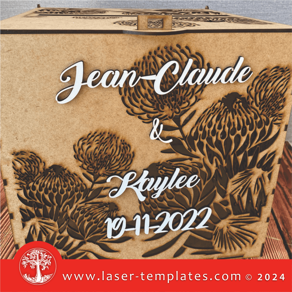 Protea Wedding Post Box – Laser Ready Templates