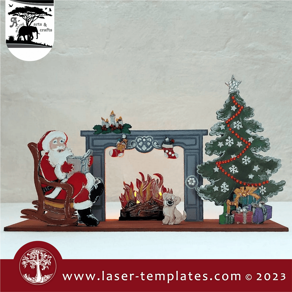 Santa by the Fireplace – Laser Ready Templates