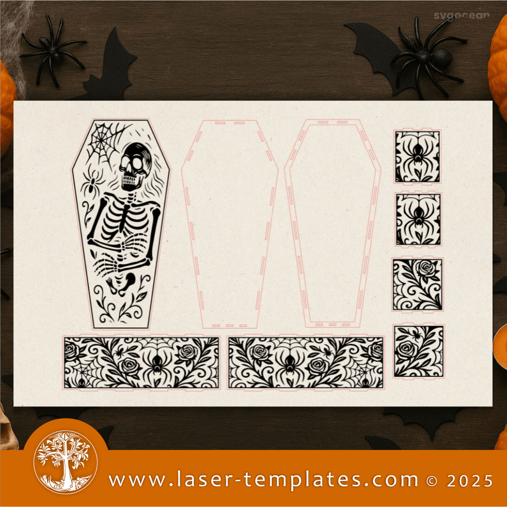 Skeleton Coffin Box Bundle – Laser Ready Templates