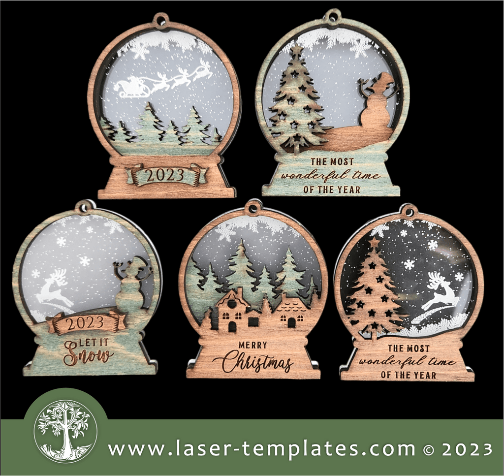 Snow Globe Christmas Ornaments – Laser Ready Templates