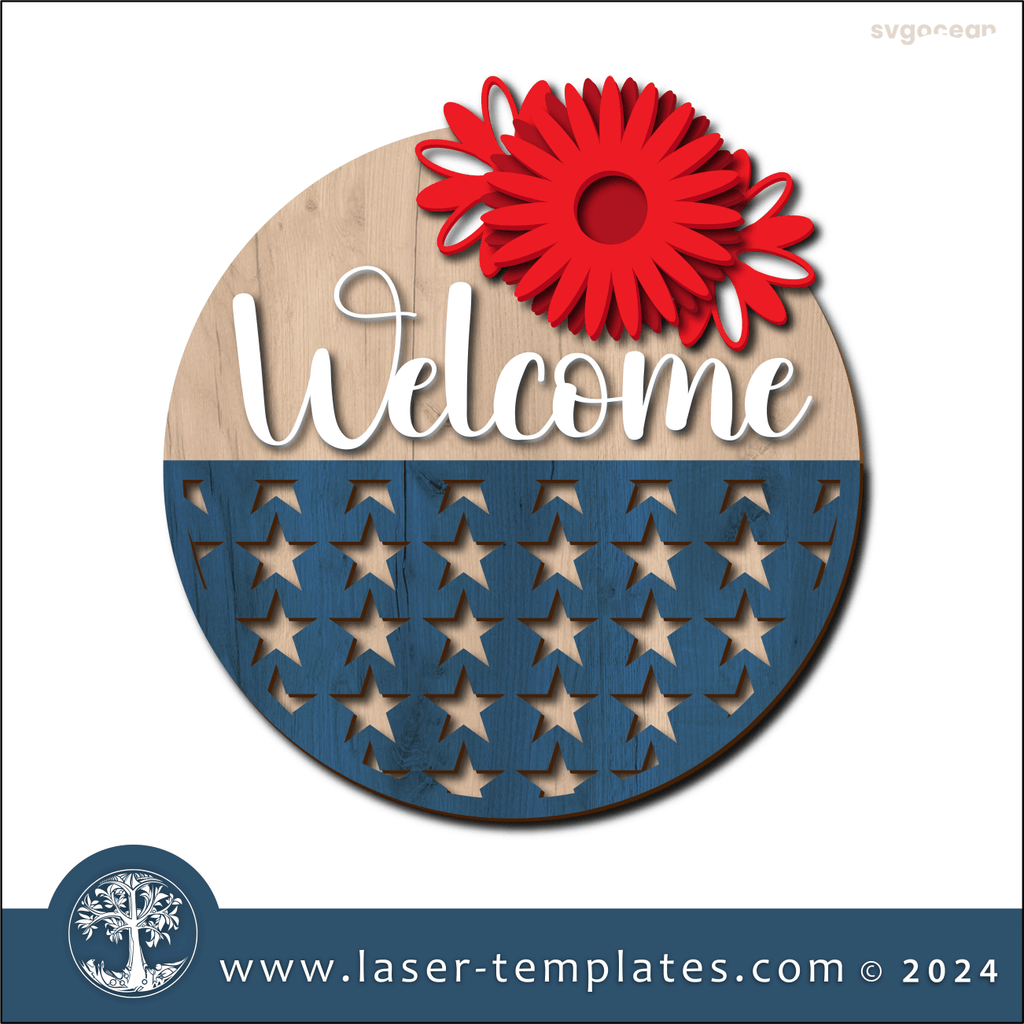 Stars Welcome Sign – Laser Ready Templates