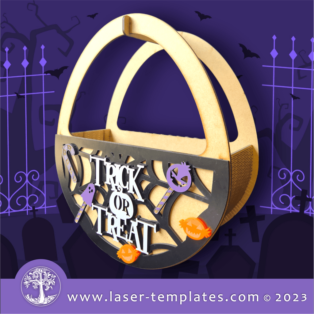 Trick or Treat Halloween Basket Template – Laser Ready Templates