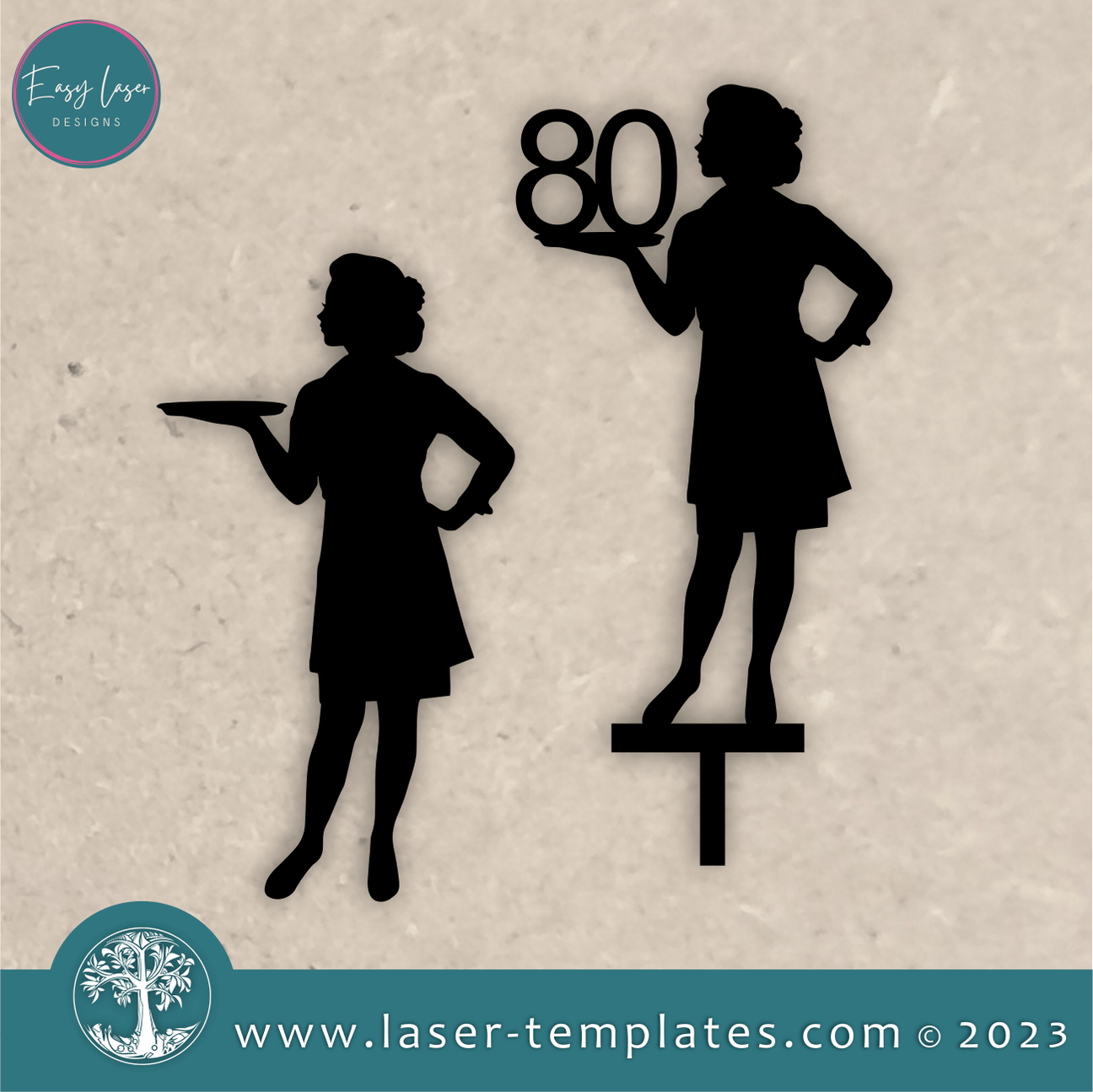 Waitress Cake Topper 80 – Laser Ready Templates