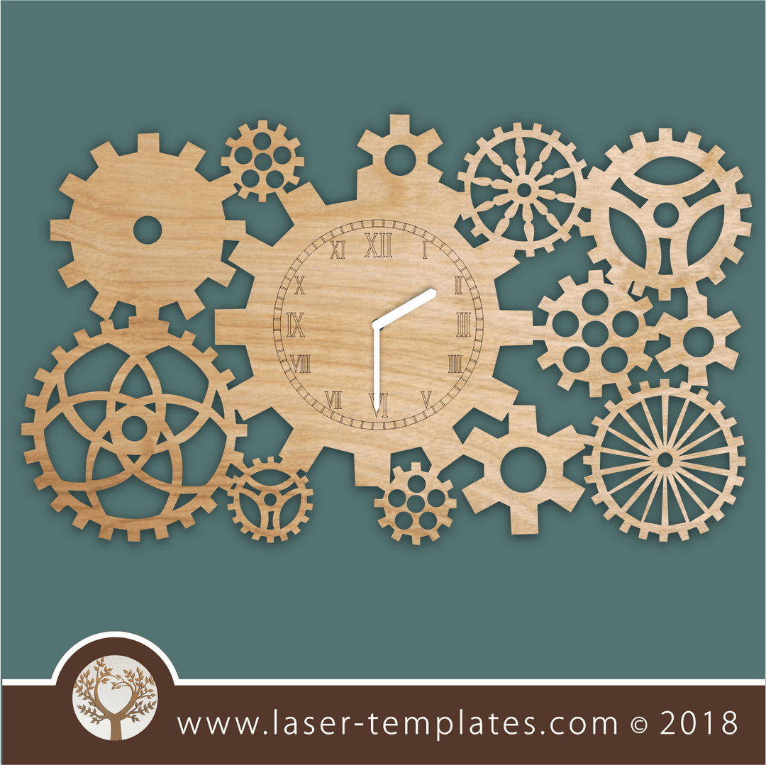 Laser Cut Gear Wall Clock Template – Laser Ready Templates