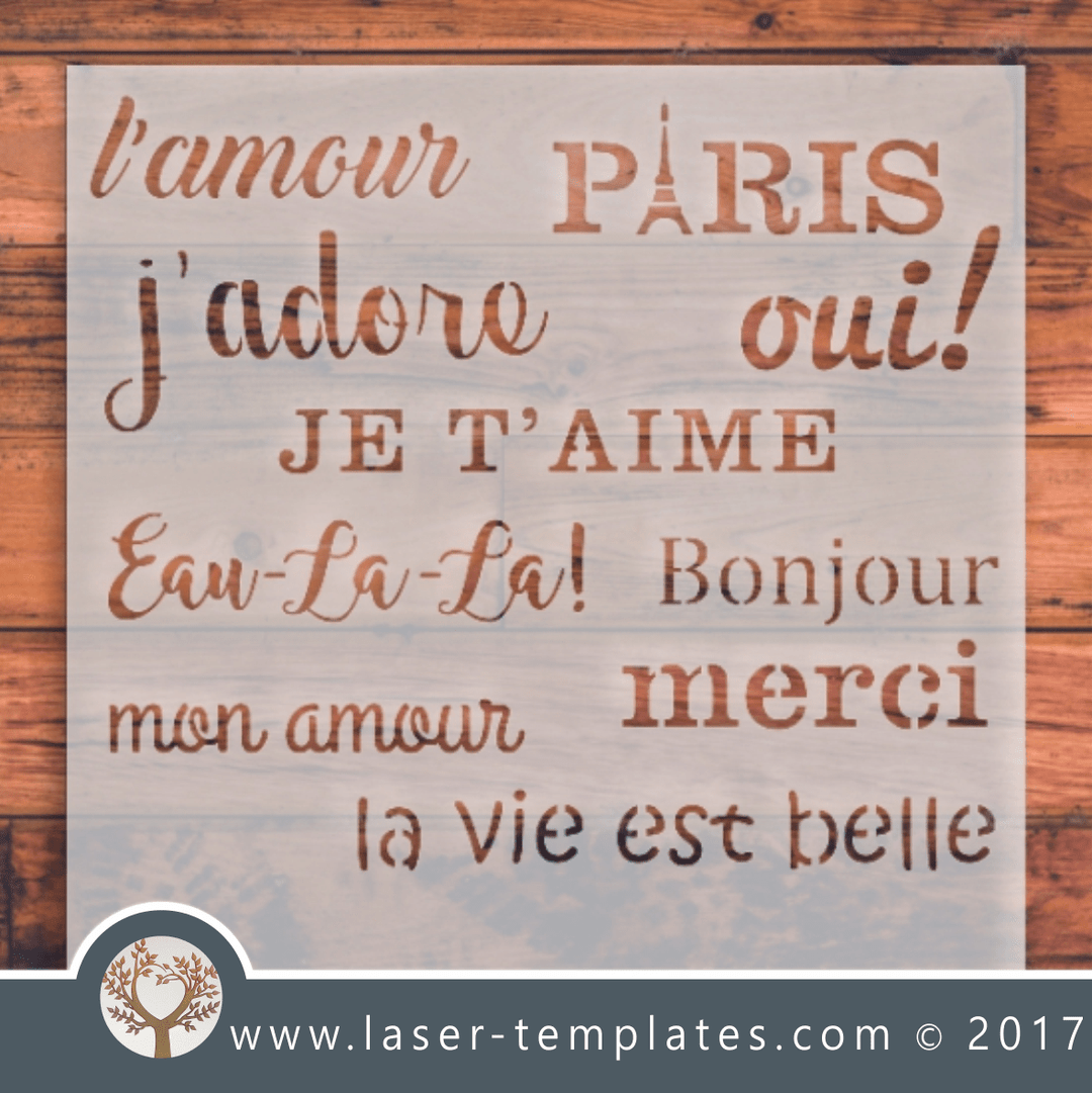 French Word Stencil Templates, buy online now, free vector designs ...
