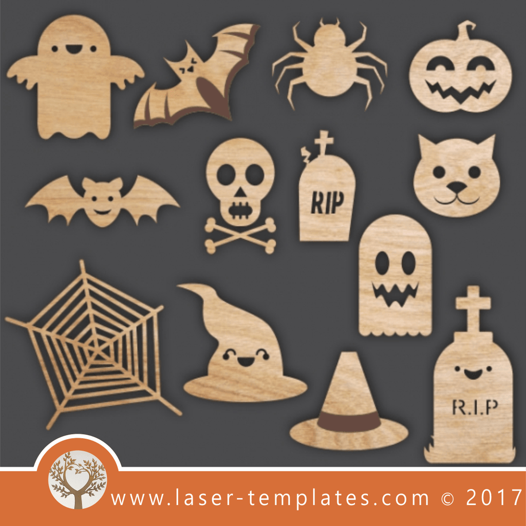 fun halloween template set, online laser cut designs download. – Laser ...